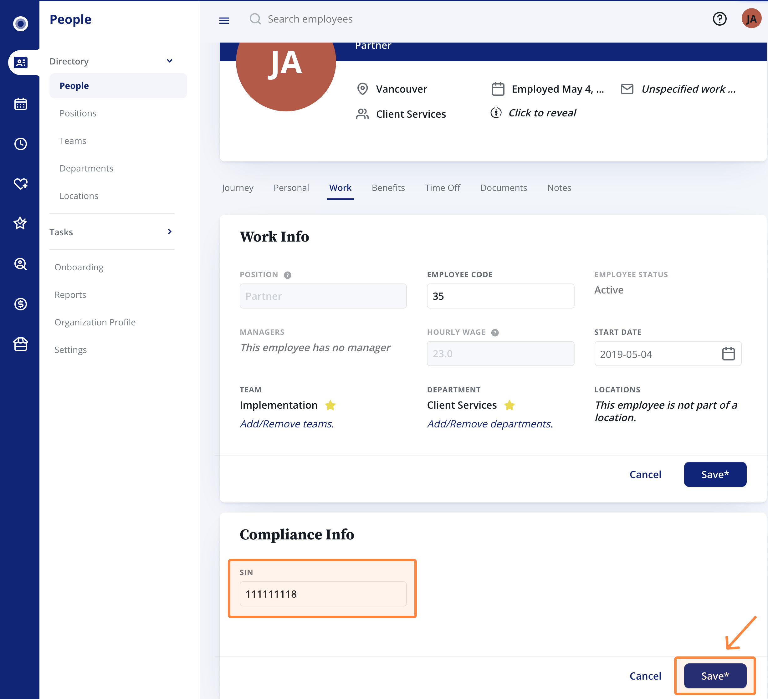 How to edit personal and work information in HR