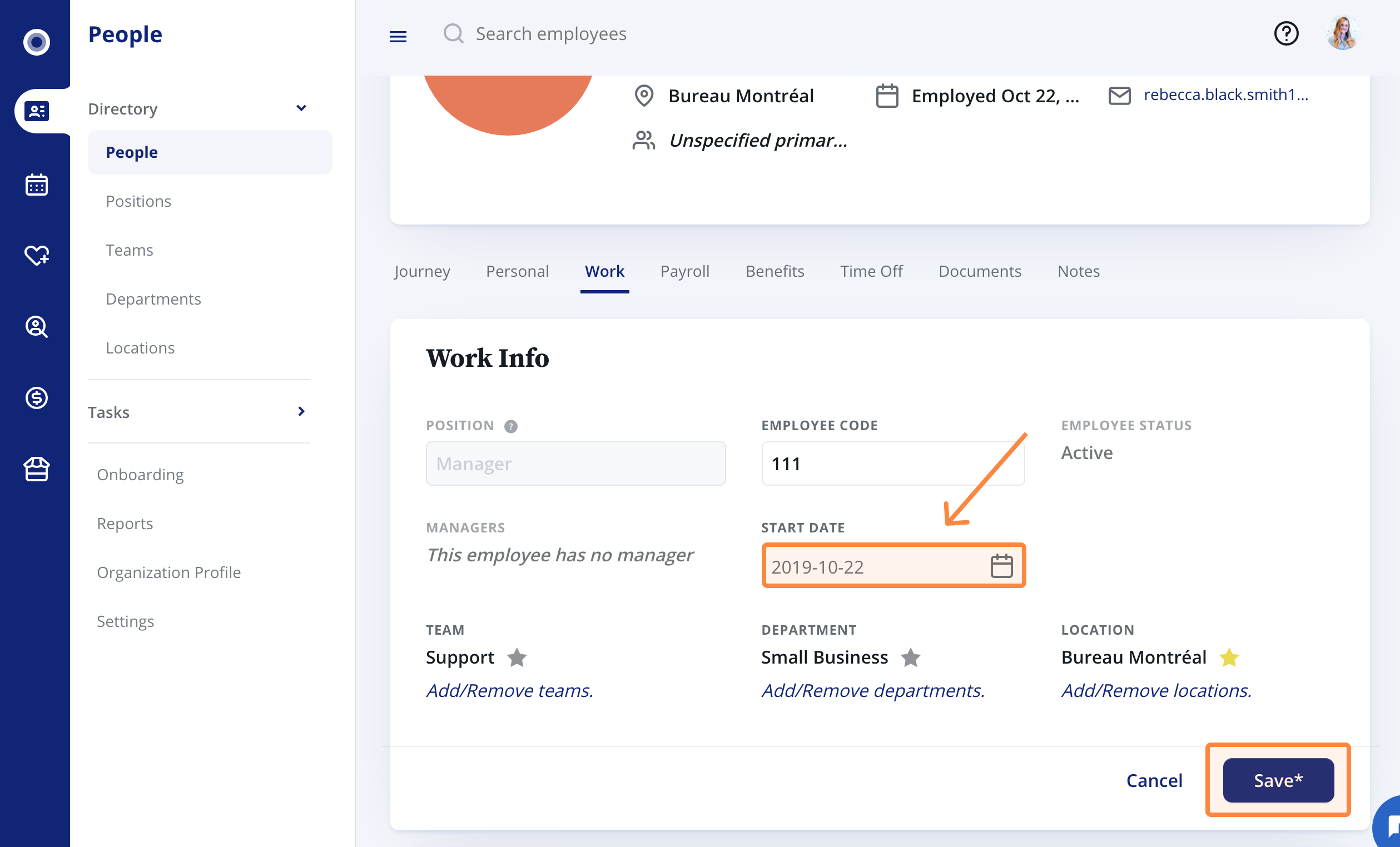 How to reset the start date of a rehired employee